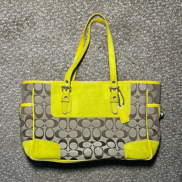 Coach | Bags | Coach Yellow And Brown Monogram Tote | Poshmark